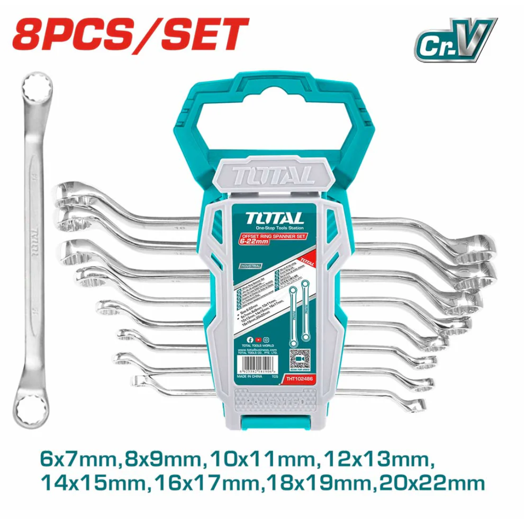 Total Spanner Set 8Pc Ring 6-22mm – Wheelquip Tools