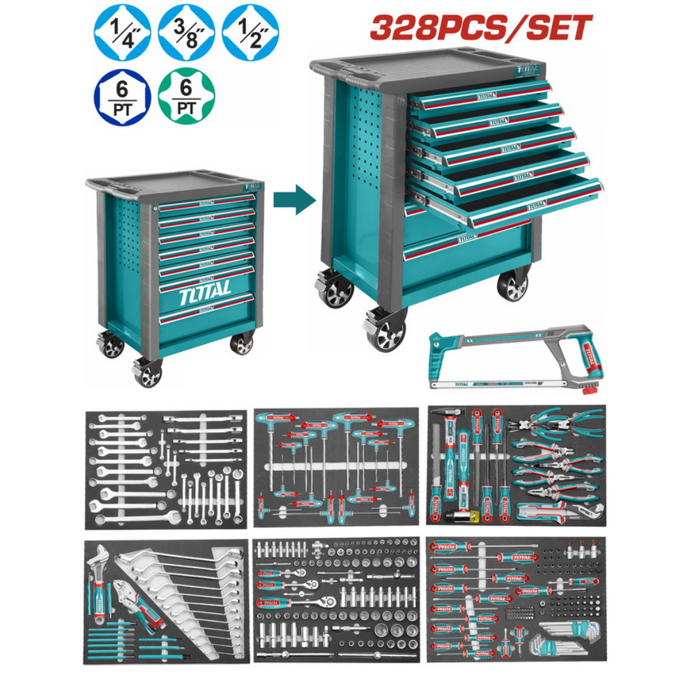 TOTAL Toolbox/ Trolley 328Pc – Wheelquip Tools