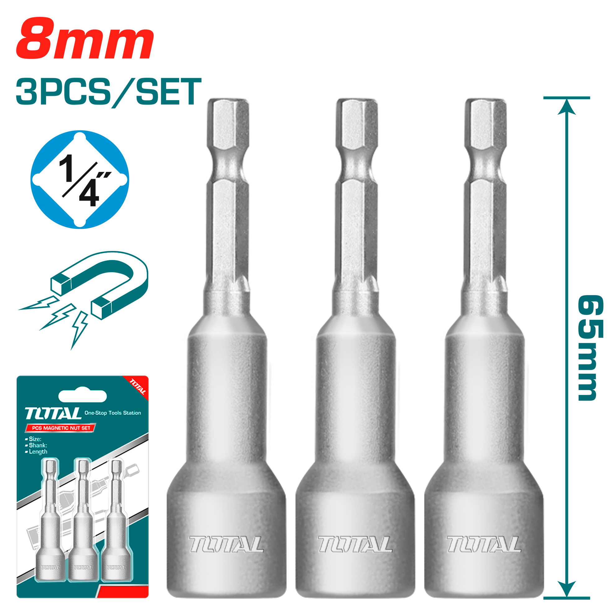 Total 3 Pcs Magnetic Nut Set – Wheelquip Tools