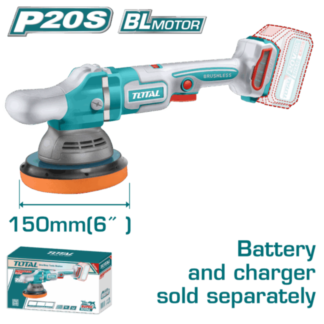 TOTAL 20V Solo Polisher 150mm – TAPLI2015 – Wheelquip Tools