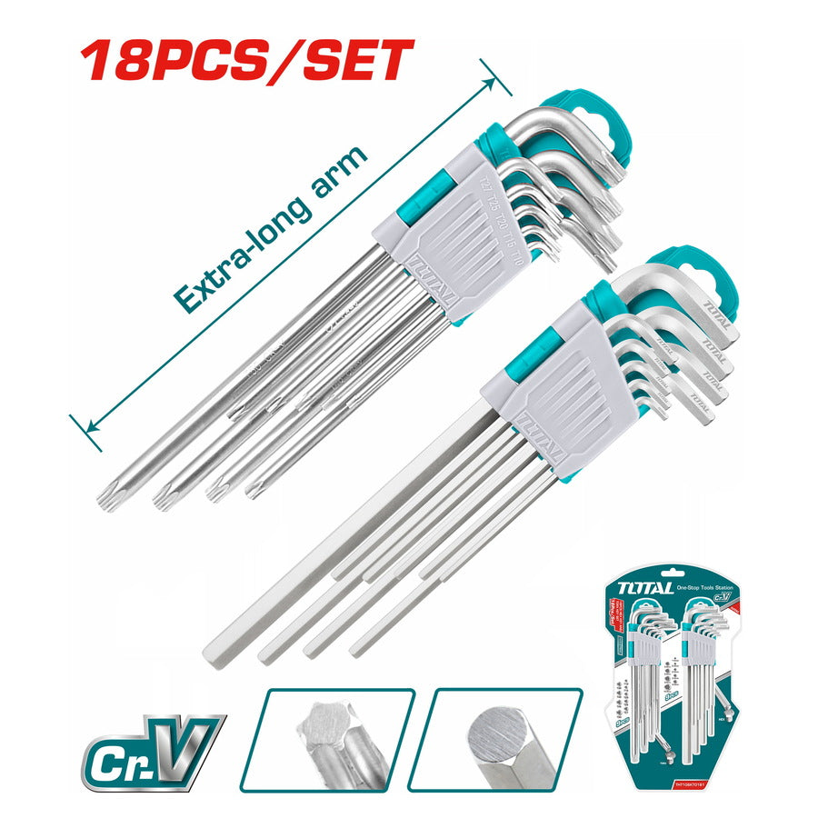 TOTAL 18 PCS HEX KEY AND TORX KEY SET – Wheelquip Tools