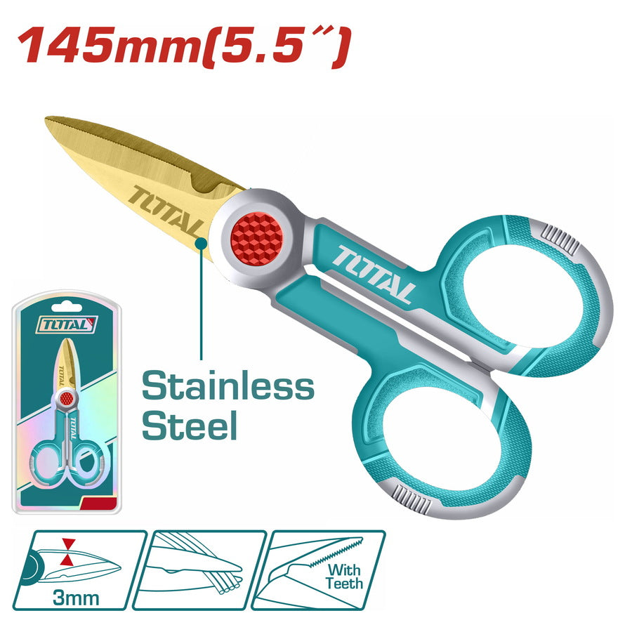 ELECTRICIAN'S SCISSORS 145MM TOTAL – Wheelquip Tools