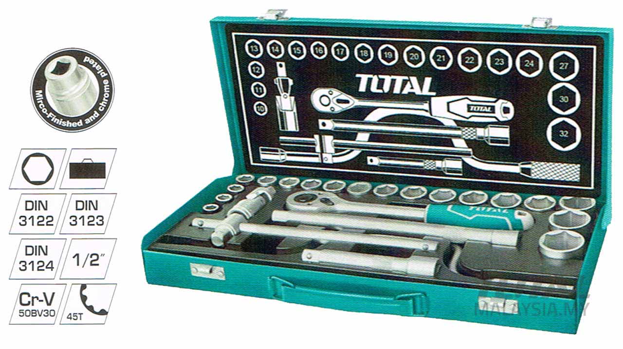 TOTAL Socket Set 1/2- 10-32mm 24Pc – Wheelquip Tools