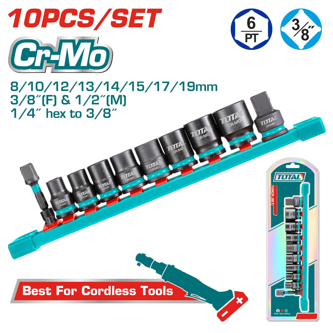 Total 10 Pcs 3/8"DR. impact socket set - THTISD38104 – Wheelquip Tools