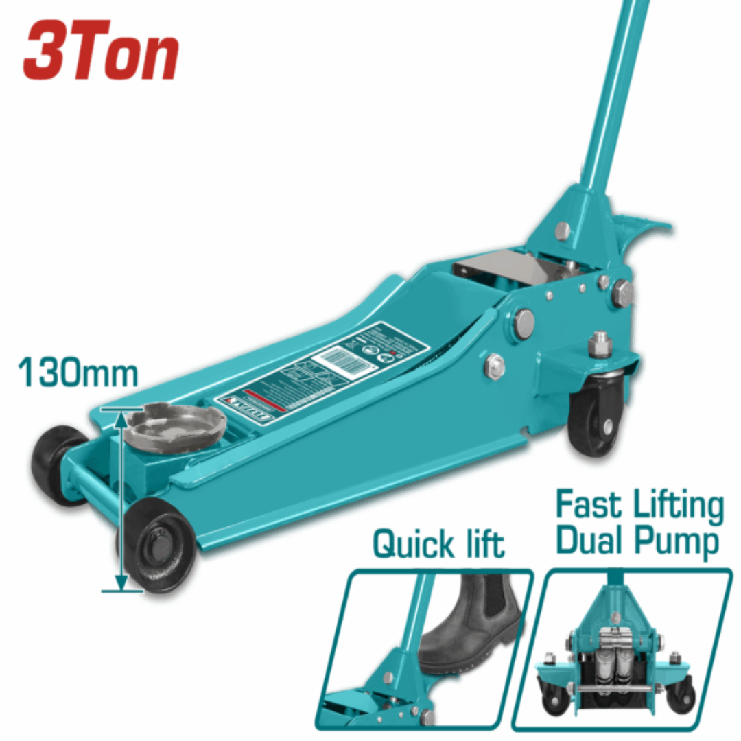 TOTAL Jack Trolley/Floor HYD 3Ton 130-465mm – THT108313 – Wheelquip Tools