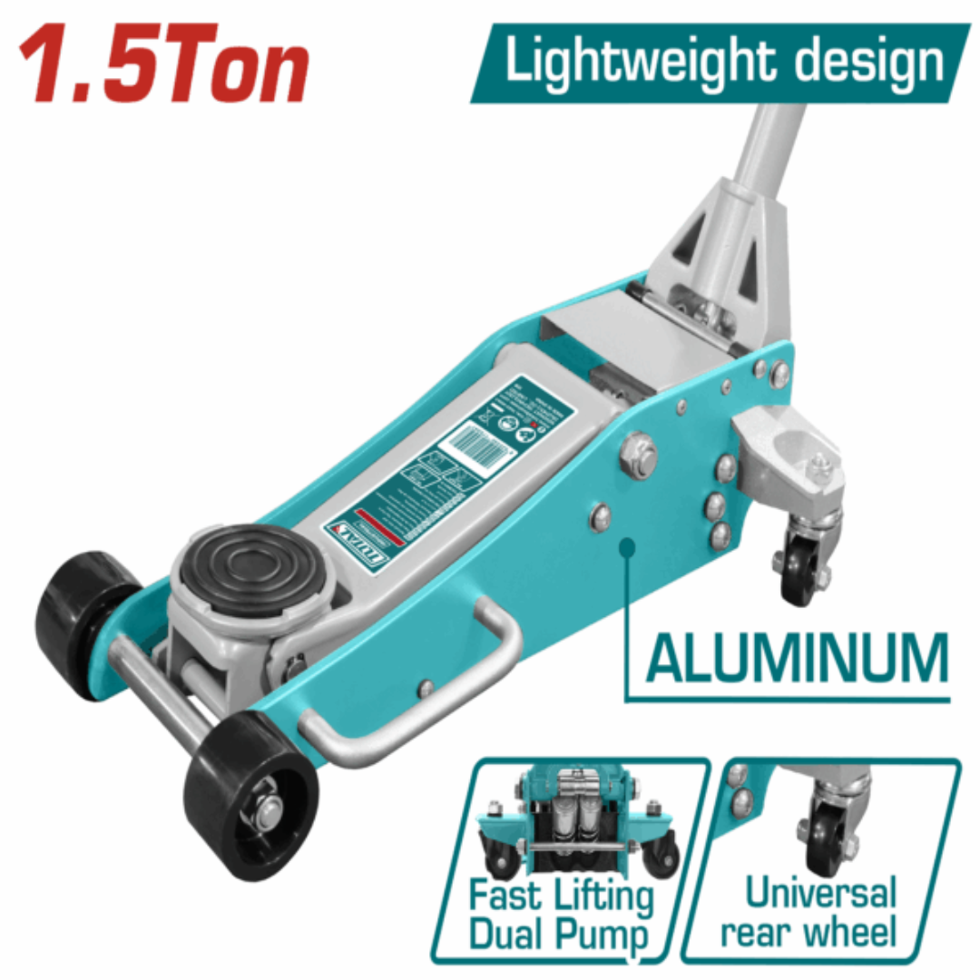 TOTAL Jack Trolley/Floor HYD1.5Ton 90-358mm ALUM LOW Prof-THT108015 ...