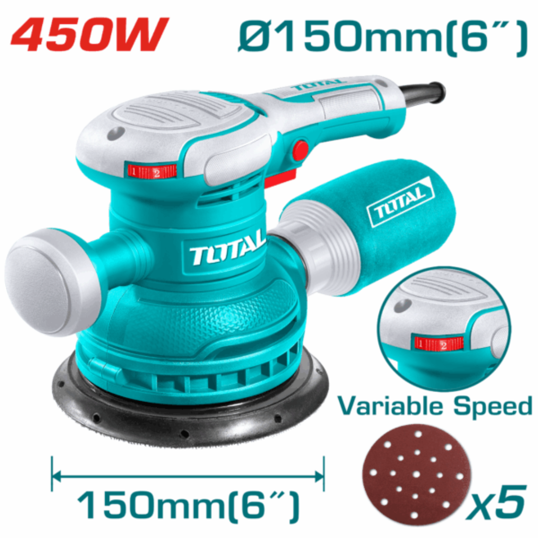TOTAL 220V Sander Orbital 150mm 450W – TF2061506 – Wheelquip Tools