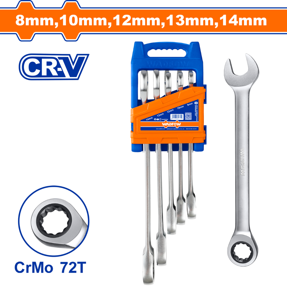 Wadfow 5 Piece ratchet spanner set – Wheelquip Tools