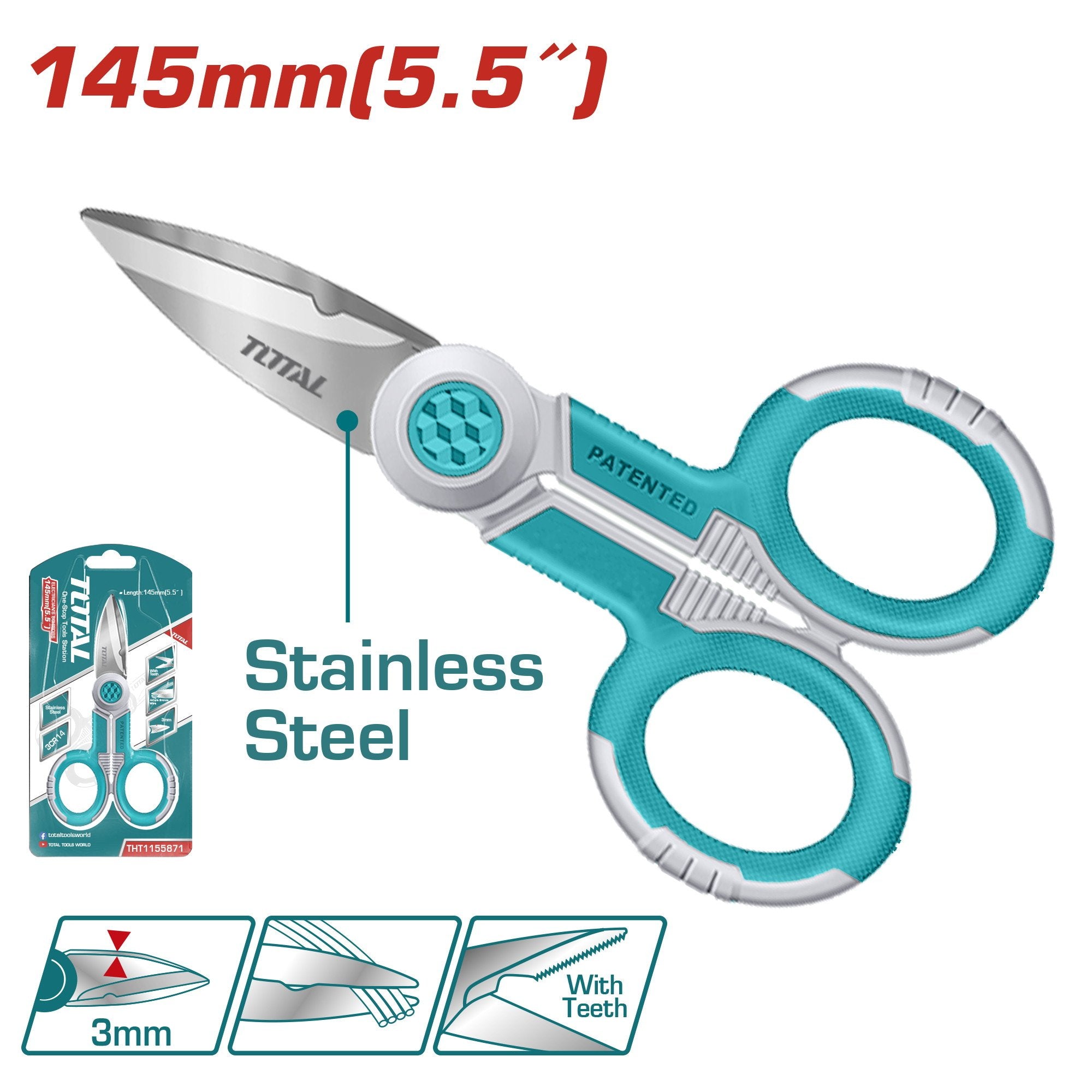 ELECTRICIAN'S SCISSORS 145MM TOTAL – Wheelquip Tools