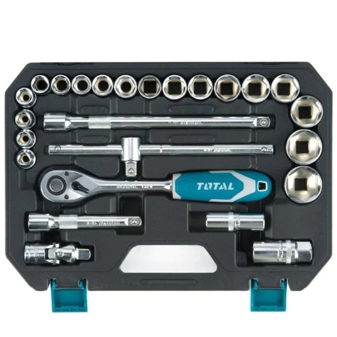 TOTAL 25PC SOCKET SET 1/2" IN BLOW MOULD BOX – Wheelquip Tools